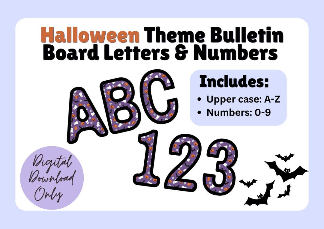 Halloween Classroom Decor, A-Z Bulletin Board Letters, Numbers 0-9 ...
