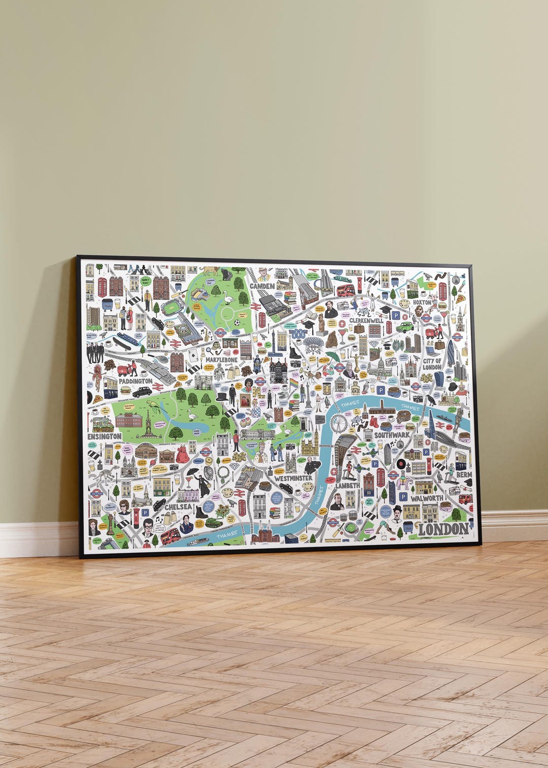 A2/A3 Illustrated Map of London Print - Etsy UK