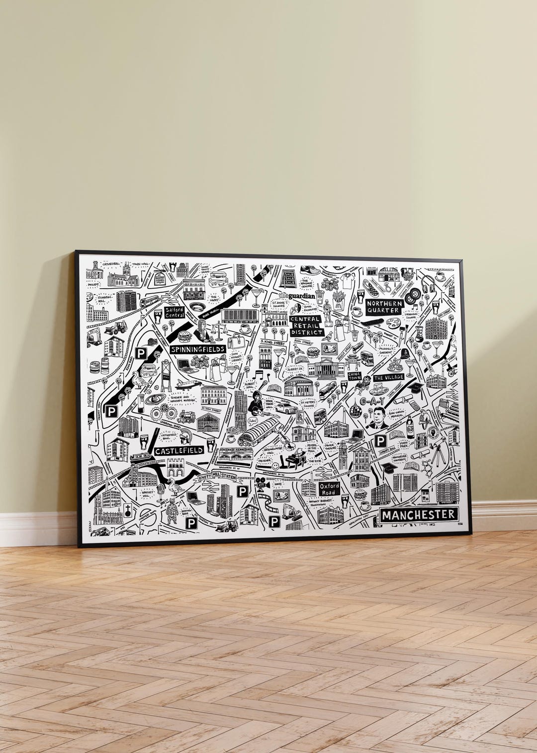A2/A3 Illustrated Map of Manchester Print - Etsy UK