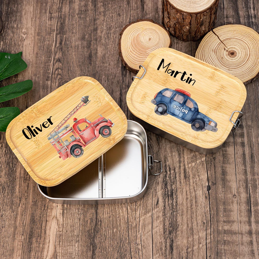 Personalized Wooden Lunch Box for Boys With Name, Car Lunch Box ...