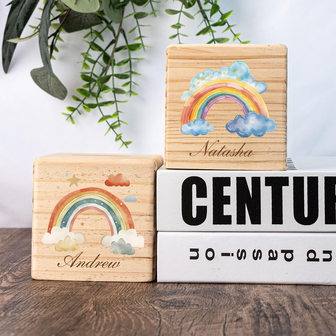 Custom Name Rainbow Piggy Bank, Personalized Money Box for Girls, Baby ...