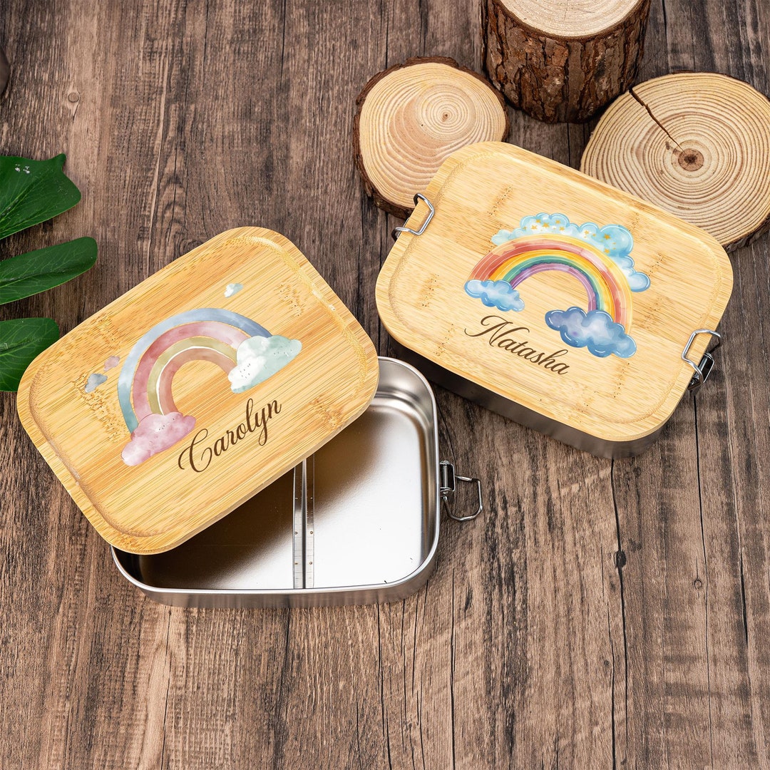 Personalized Rainbow Lunch Box for Children,custom Name Stainless Steel ...