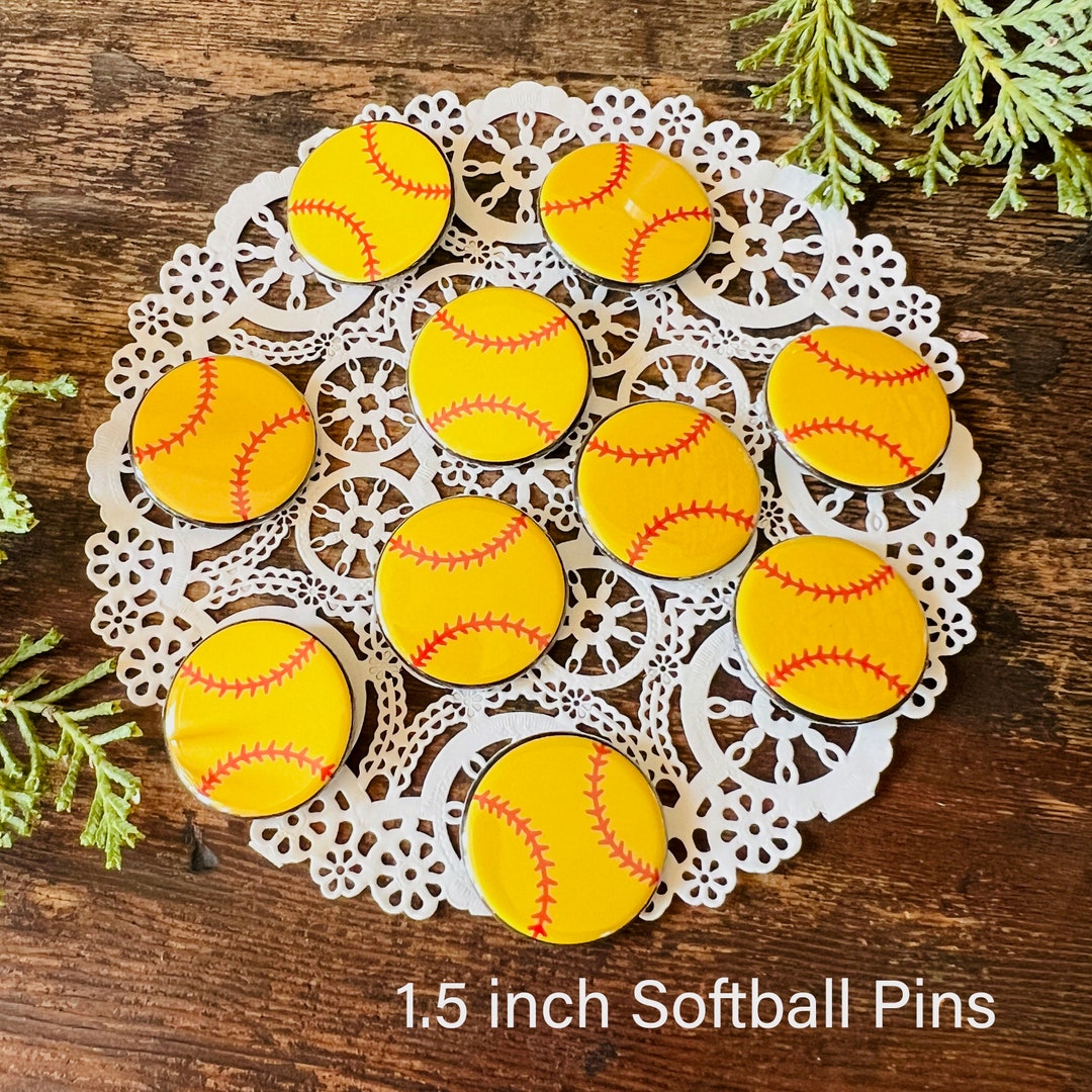 Free Shipping Softball Pins - 10 Party Favors - 1 1/4" Pinback Buttons ...
