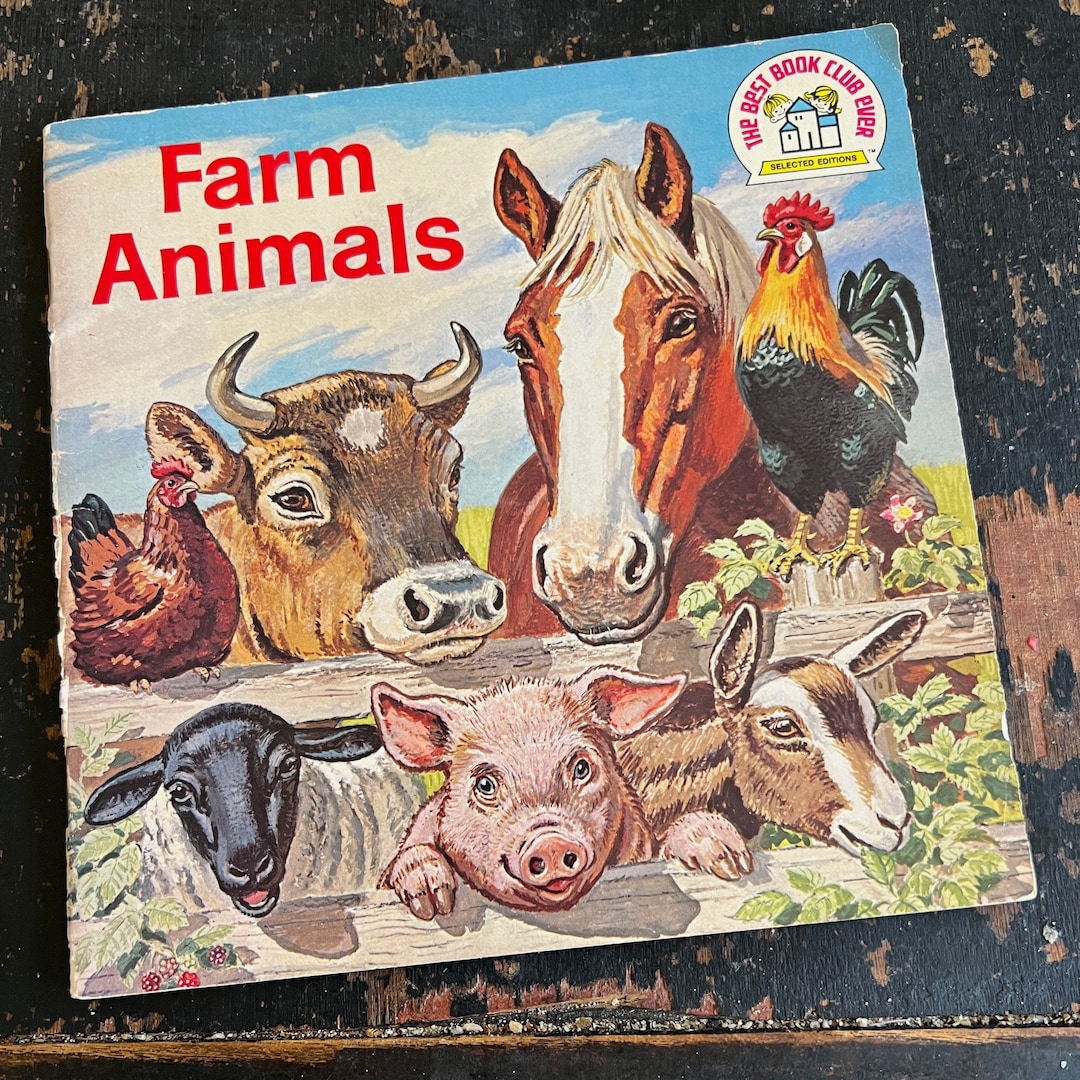 Vintage Farm Animals Children's Book Random House Book Club Nice Big ...