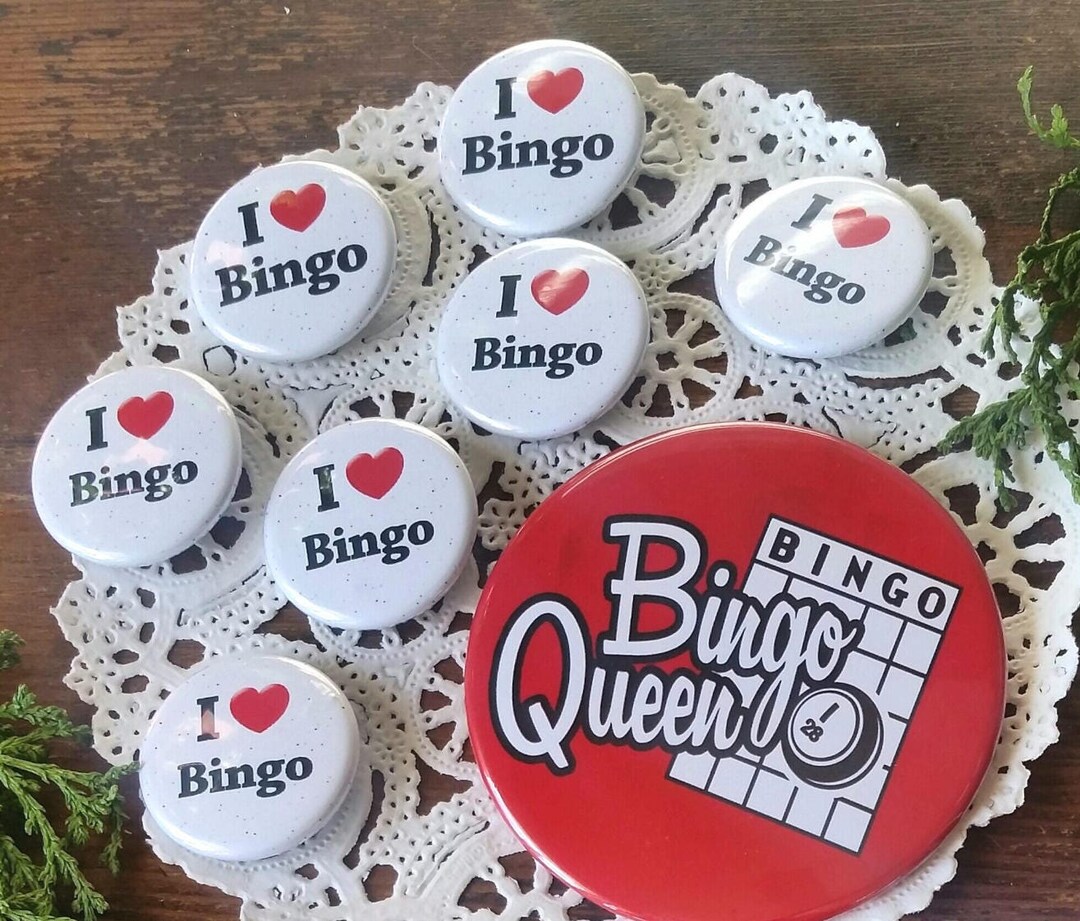 Free Shipping! Bingo Pins - 8 Party Player Favors 2 Sizes: 1 Large 3 ...