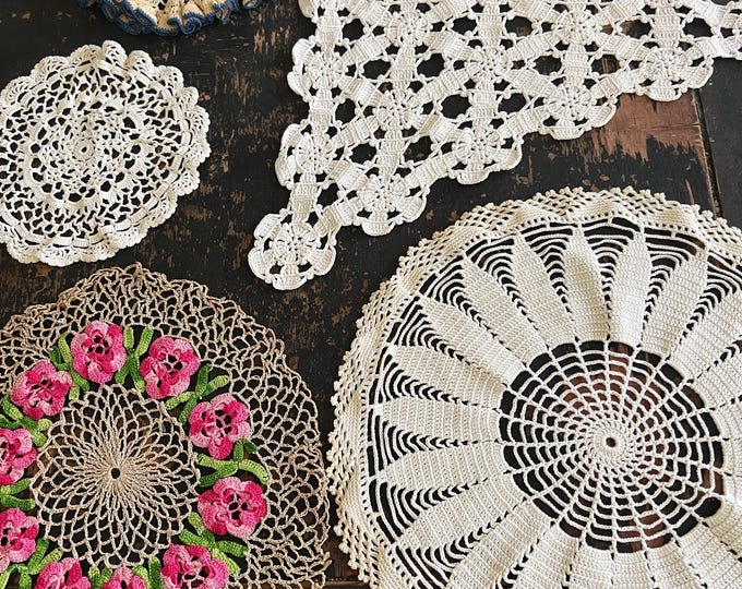 Hand Crocheted Doilies - Set of 5 - Vintage Estate Handiwork (set W) - Etsy