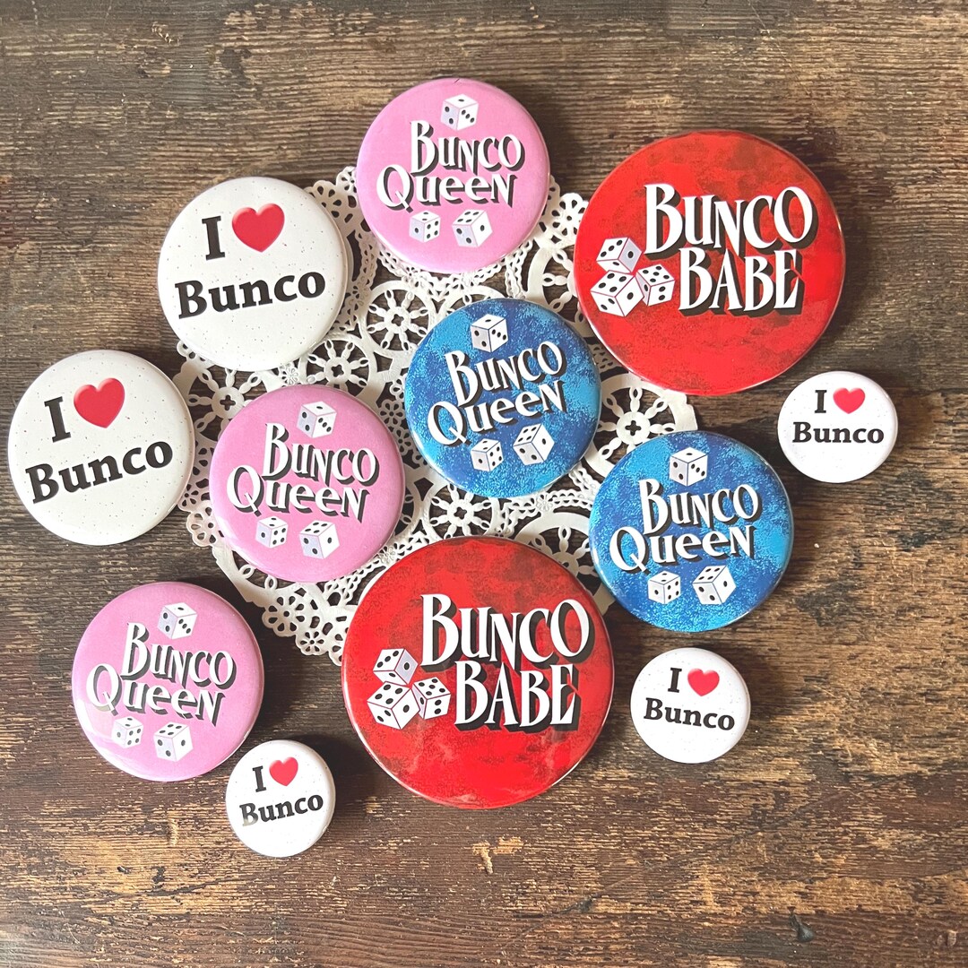 Bunco Pins - 12 Party Favors - Three Sizes as Shown in Photo. Pinback ...