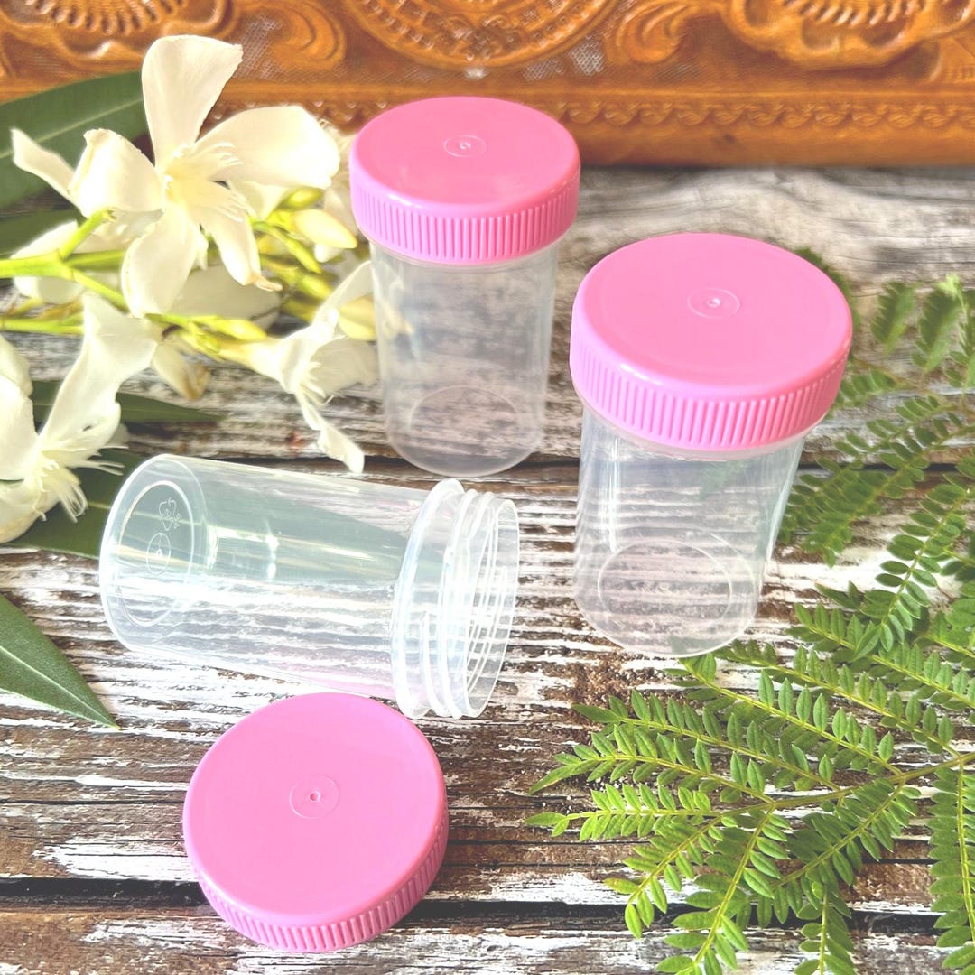 1 Ounce JARS (20) Plastic Containers Bright Pink Caps Party Favors ...