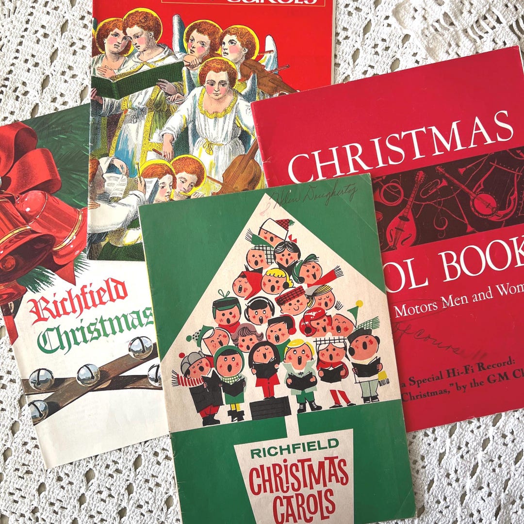 Vintage 1960s Christmas Carol Song Books: Retro Gas Station Graphics ...