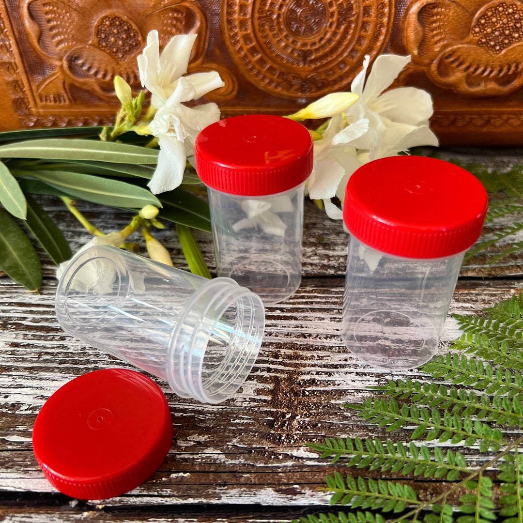 1 Ounce JARS (10) New Plastic Containers Red Caps Party Favors Beads ...