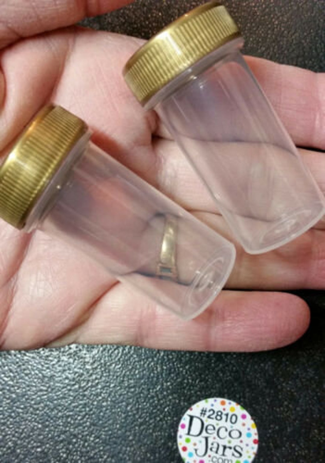 20 Plastic Mini Pill Vials Bottles Containers * Polypropylene Jar Gold ...