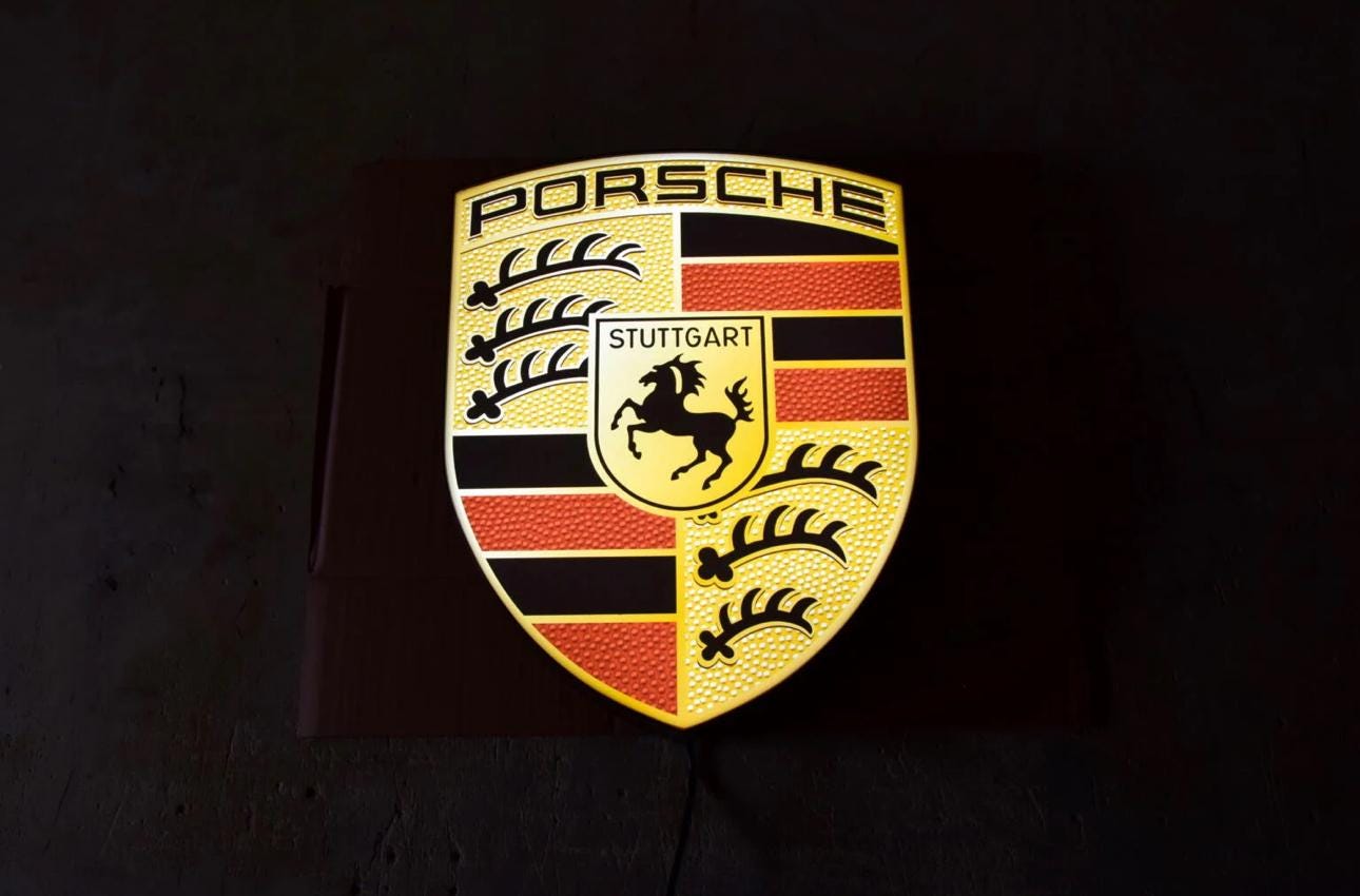 Porsche LED Sign XL Size Wall Sign Dealership Wall Sign LED Garage Wall ...