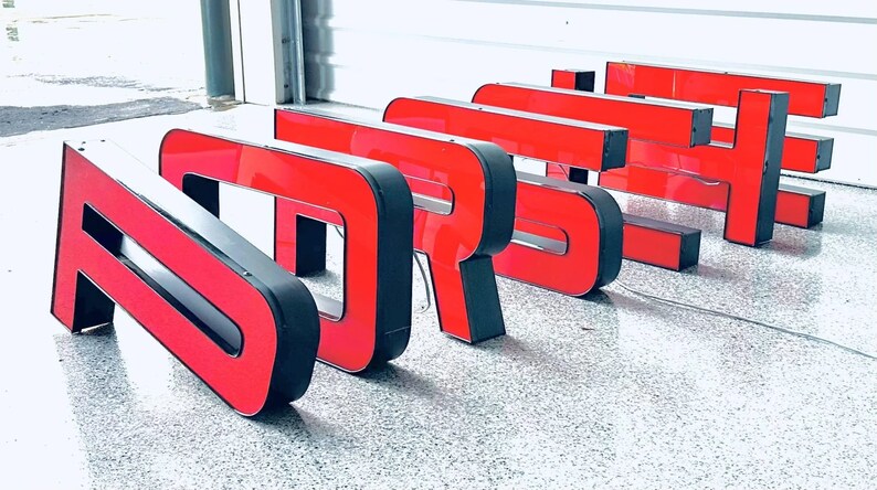 Porsche LED Dealership Letters Sign Porsche Letters Logo LED Red Wall ...