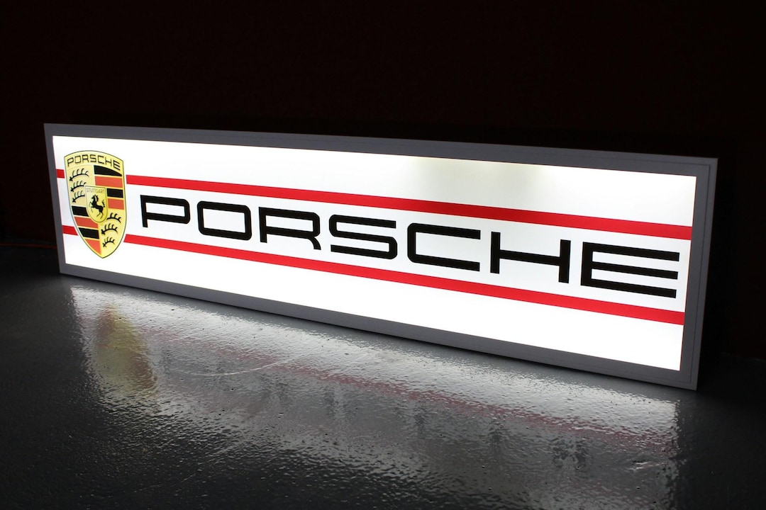Porsche LED Logo Retro Letter Light Box Wall Sign Metal Lightning LED ...