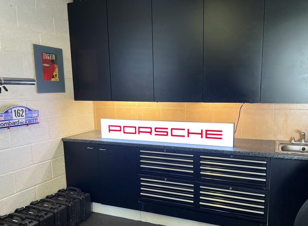 Porsche LED Logo Text Letter Light Box Wall Sign Metal Lightning LED ...