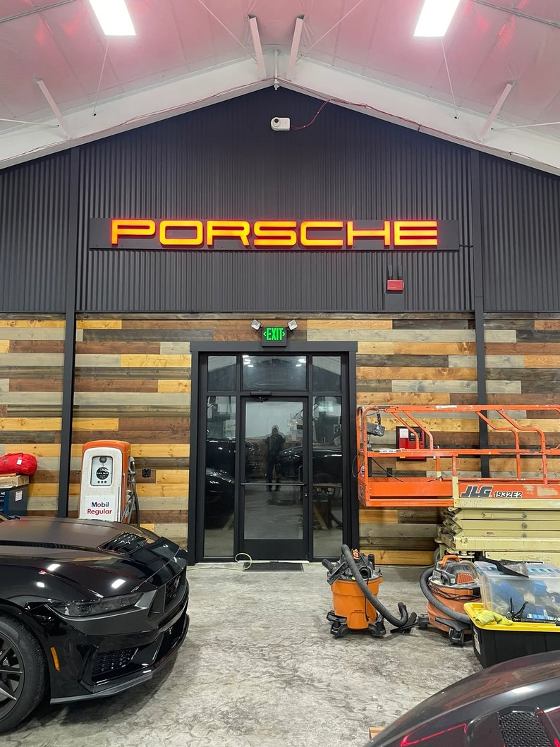 Porsche LED Dealership Letters Sign Porsche Letters Logo LED Red Wall ...