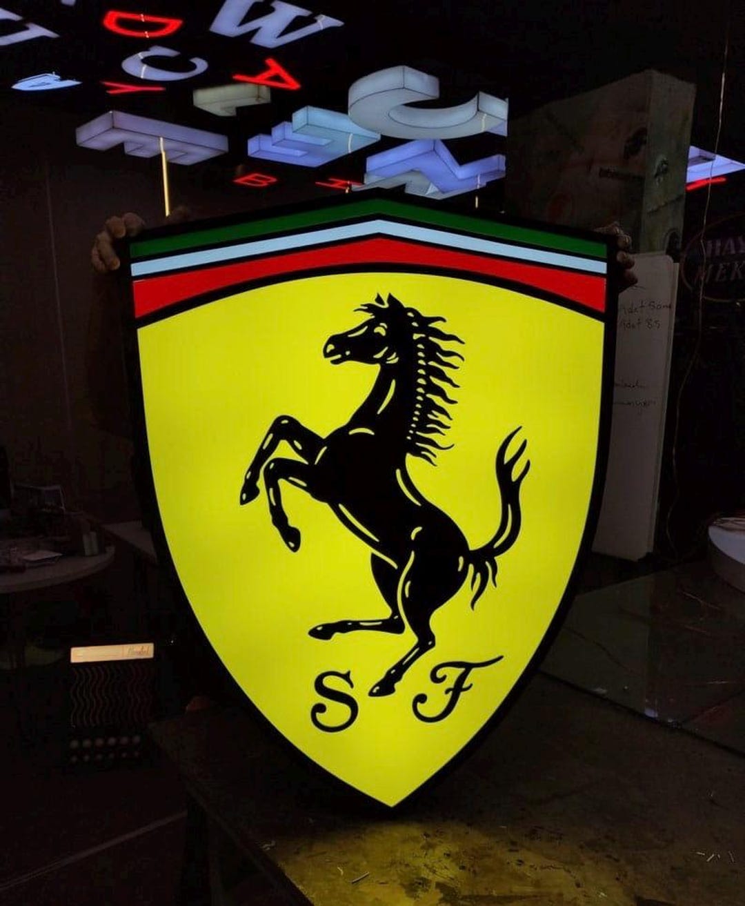 XXL Ferrari LED Wall Sign Light Box Garage Decoration Light Box Wall ...
