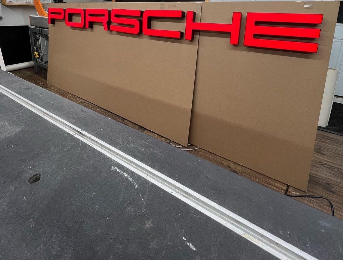 Porsche LED Dealership Letter Wall Sign Red Light Garage Decor ...
