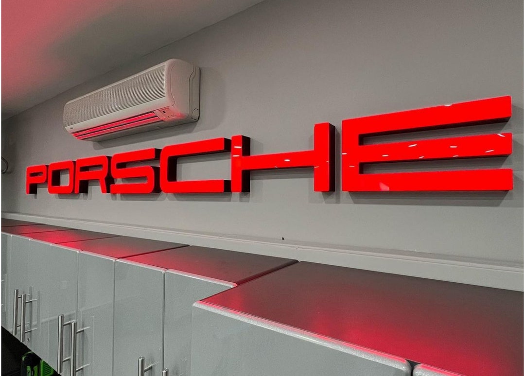 Porsche LED Dealership Letters Sign Porsche Letters Logo LED Red Wall ...