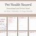 Pet Health Record Bundle| Digital Printable Template| Pet Medical ...