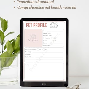 Pet Health Record Bundle| Digital Printable Template| Pet Medical ...
