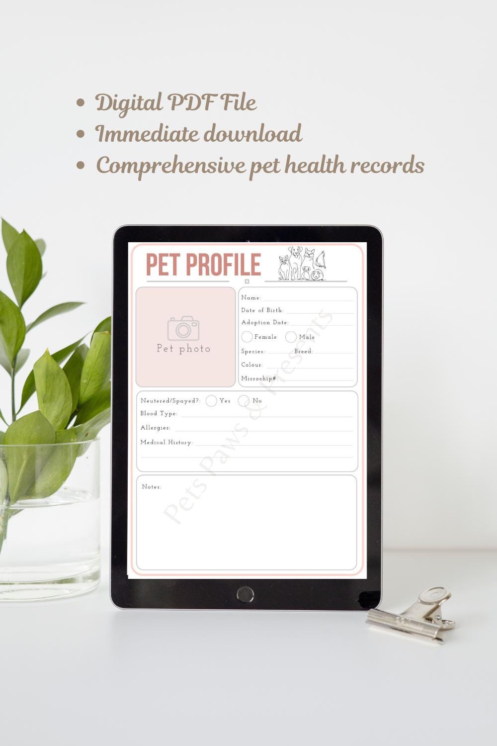 Pet Health Record Bundle| Digital Printable Template| Pet Medical ...