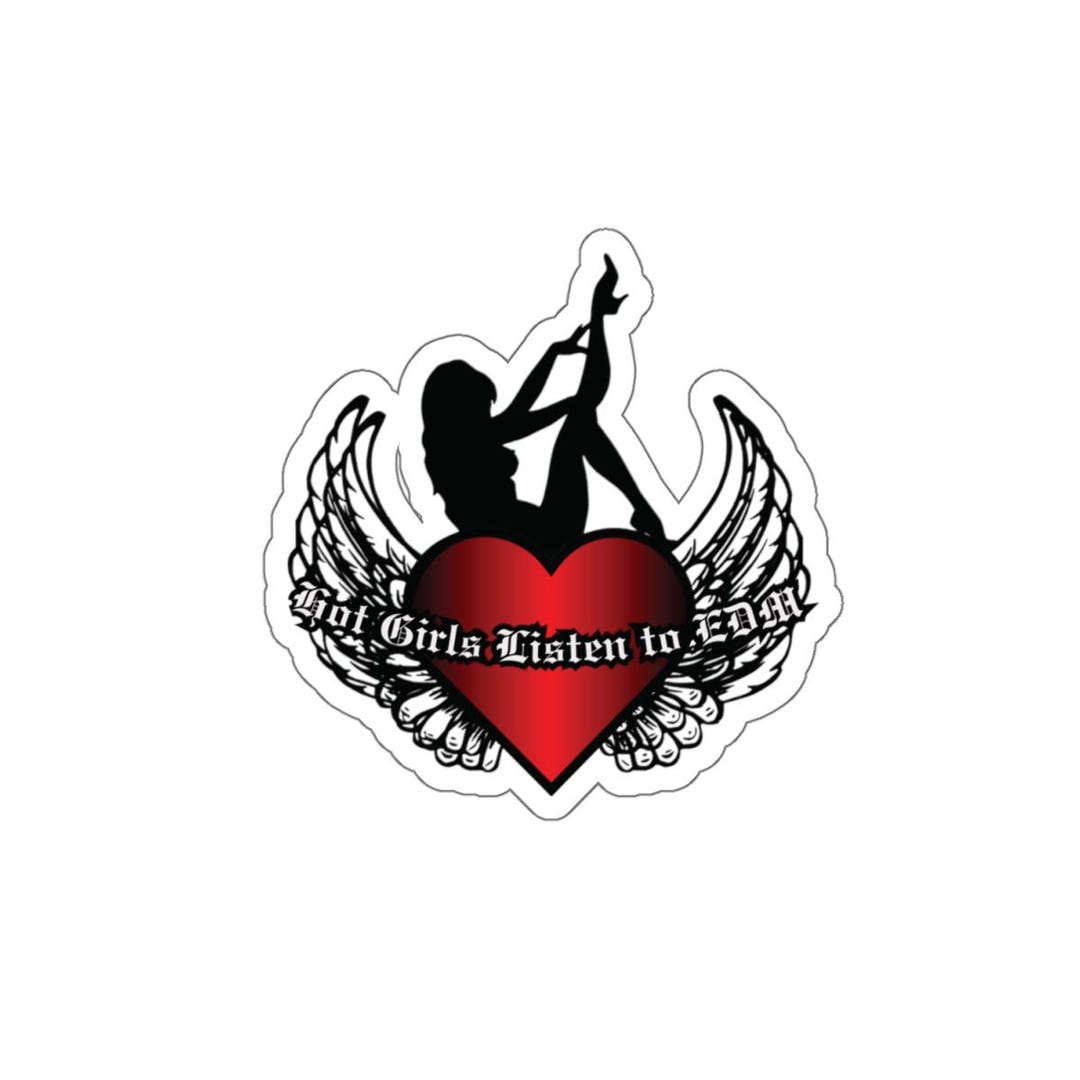 Hot Girls Listen to EDM Heart With Wings Y2K Sticker|house Music ...