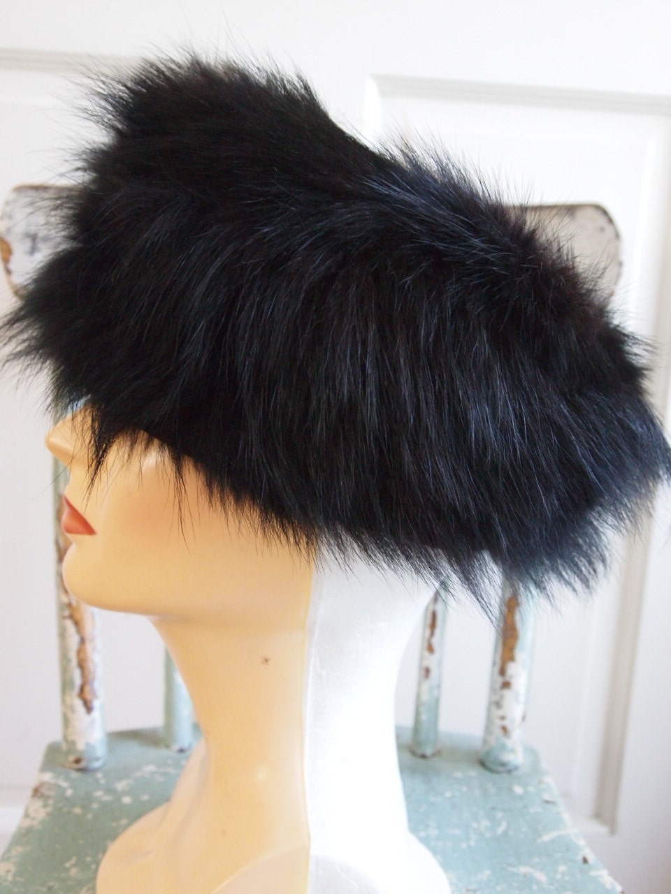 Vintage 60's Black Fox Fur Hat Original by Del Veta - Etsy