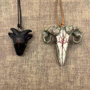 Gothic Satanic Demon Goat Head Necklace, Demon Goat Skull Necklace ...