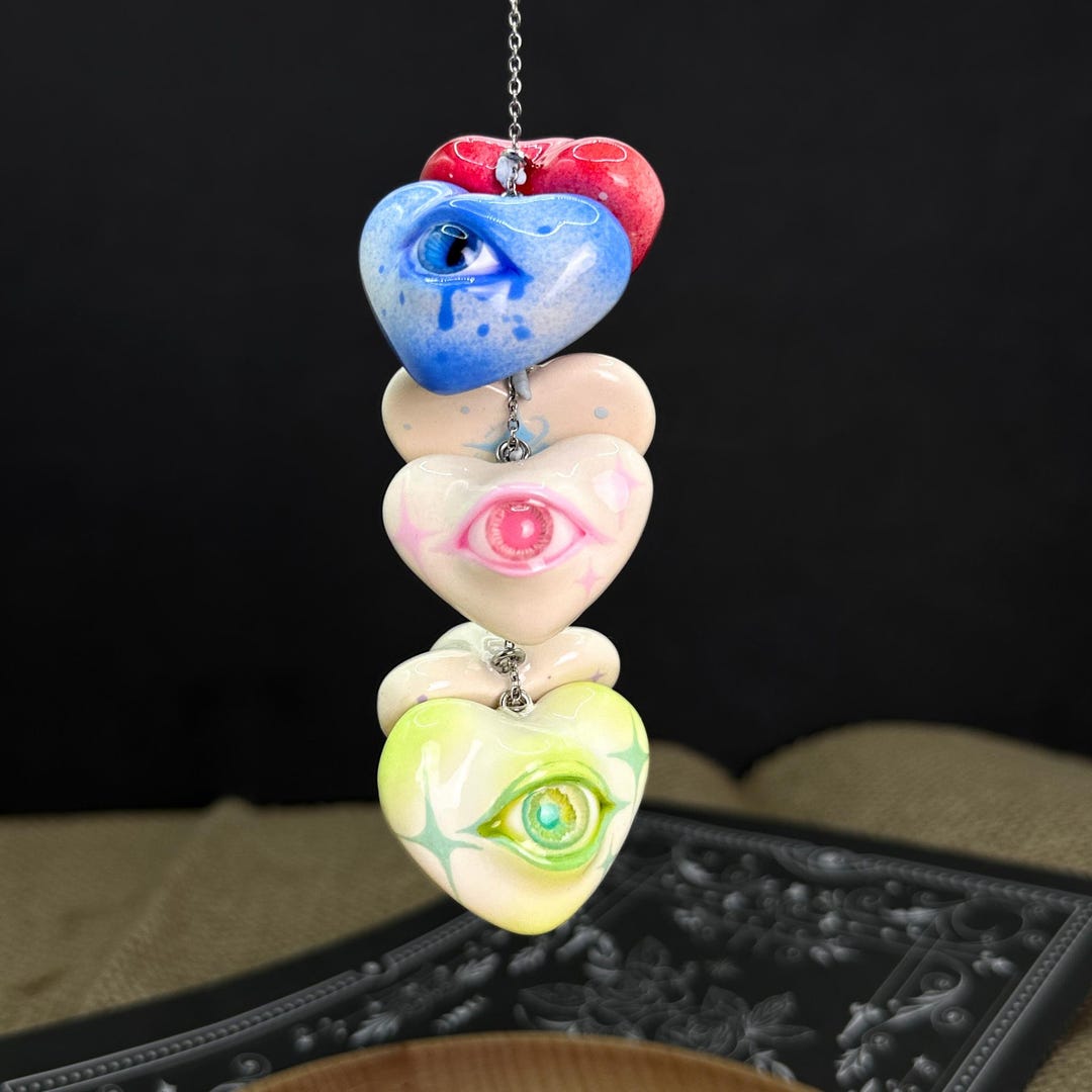 Handmade Creepy Cute Eyeball Heart Necklace, Gothic Jewelry for Punk ...