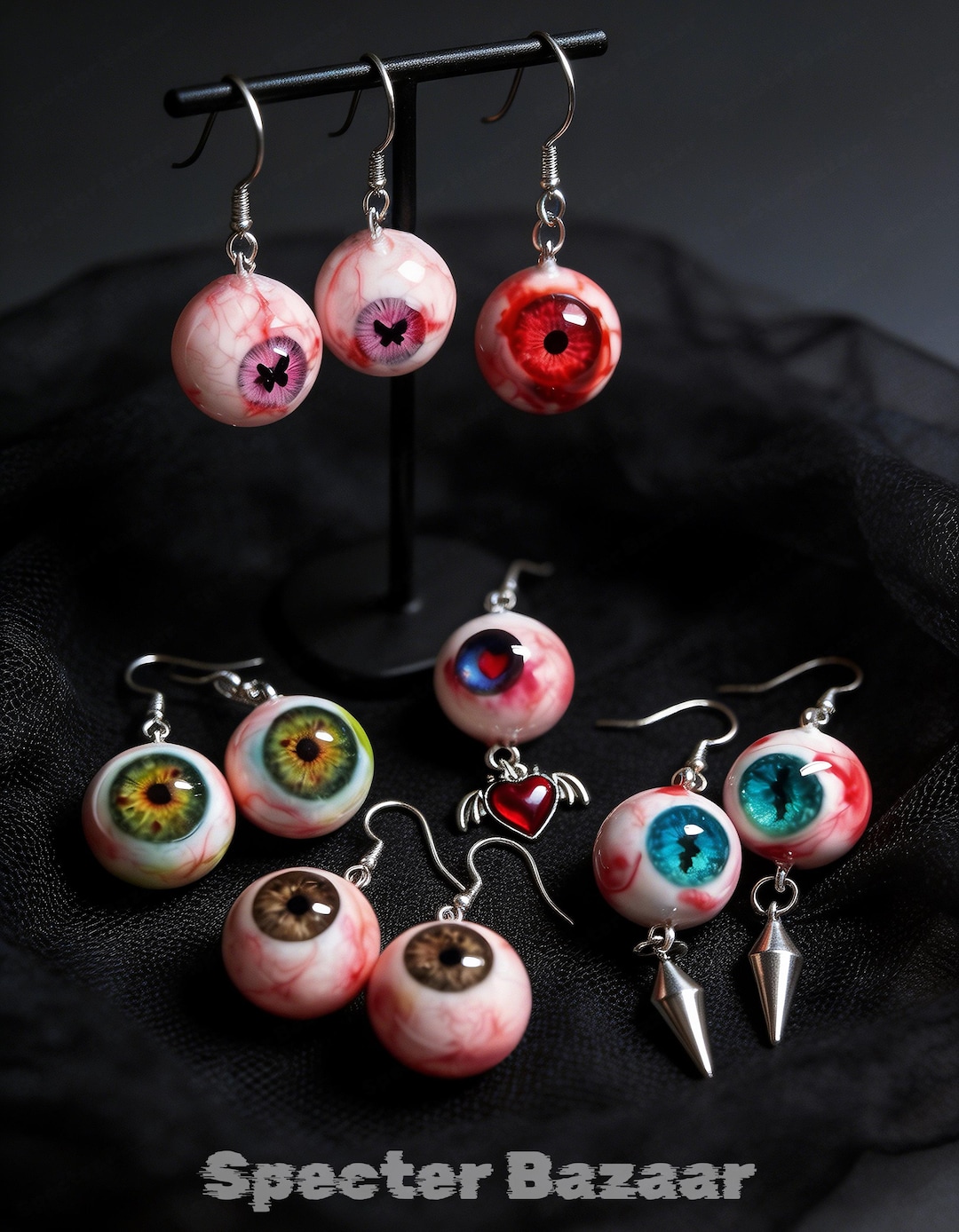 Handmade Gothic Eyeball Earrings, Realistic Resin Eye Dangle Jewelry ...