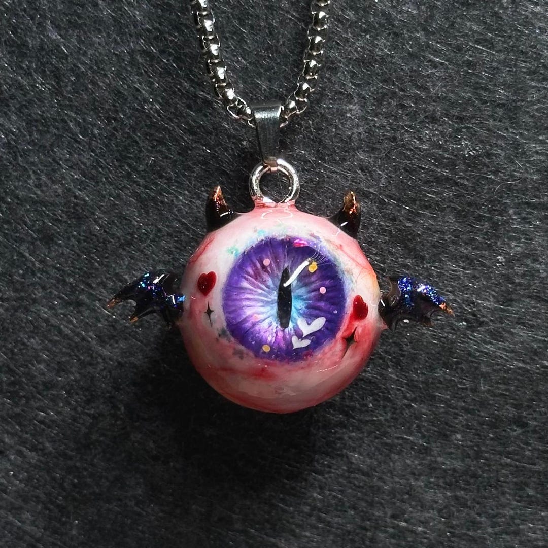 Handcrafted Resin Purple Devil Eyeball Jewelry - Eyeball Necklace ...