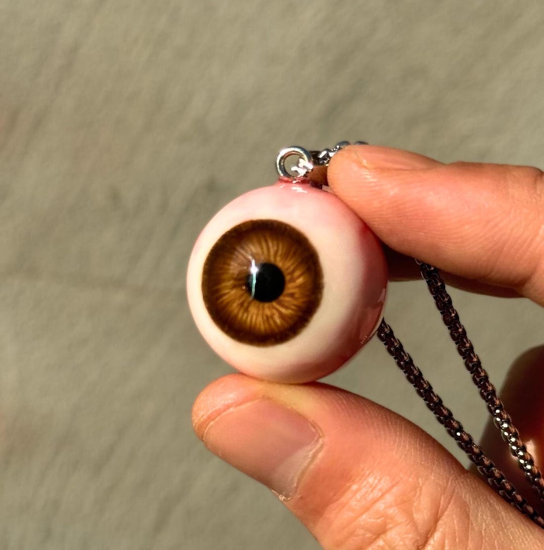Realistic Brown Eye Pendant Necklace, Unique Gothic Jewelry, Handmade ...