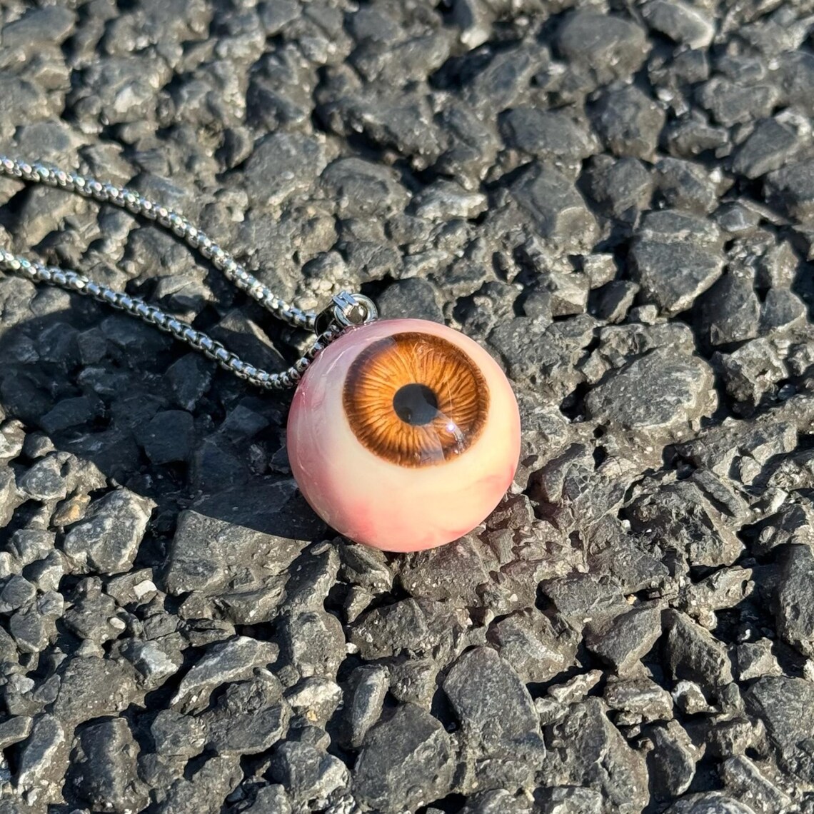 Realistic Brown Eye Pendant Necklace, Unique Gothic Jewelry, Handmade ...