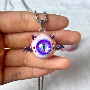 Handcrafted Resin Purple Devil Eyeball Jewelry - Eyeball Necklace ...