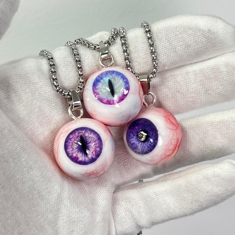Handmade Purple Resin Eye Pendant Necklace, Gothic Jewelry for Punk ...