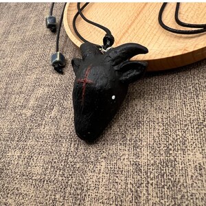 Gothic Black Cow Head Necklace, Red Cross Necklace, Sacrificial ...
