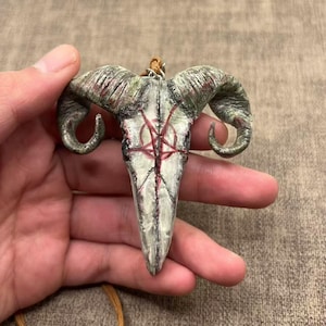 Gothic Satanic Demon Goat Head Necklace, Demon Goat Skull Necklace ...