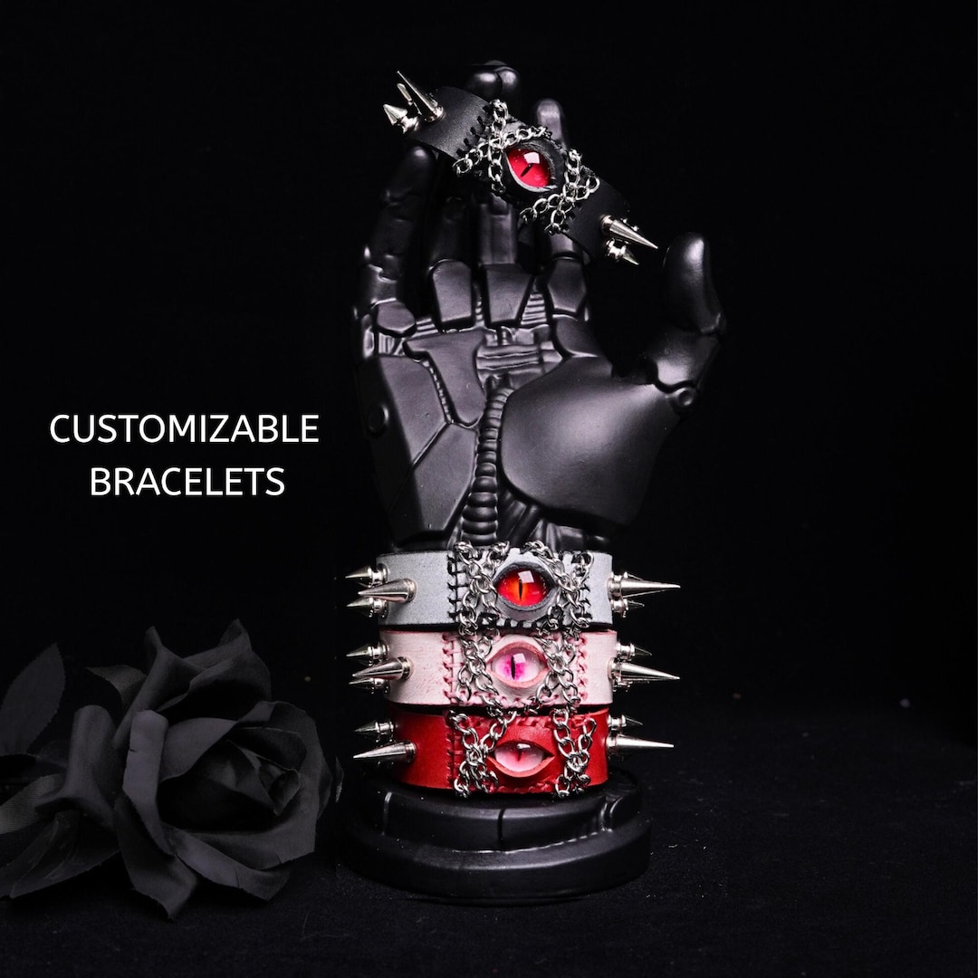 Custom Gothic&punk Personalized Leather Bracelet – Spiked Wristband ...