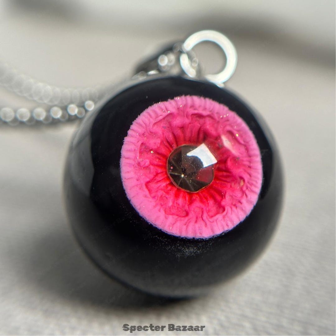 Gothic Pink Eyeball Charm - Creepy Cute Resin Jewelry, Custom Necklace ...