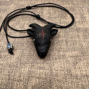 Gothic Black Cow Head Necklace, Red Cross Necklace, Sacrificial ...