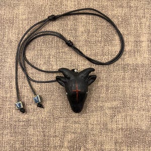 Gothic Black Cow Head Necklace, Red Cross Necklace, Sacrificial ...