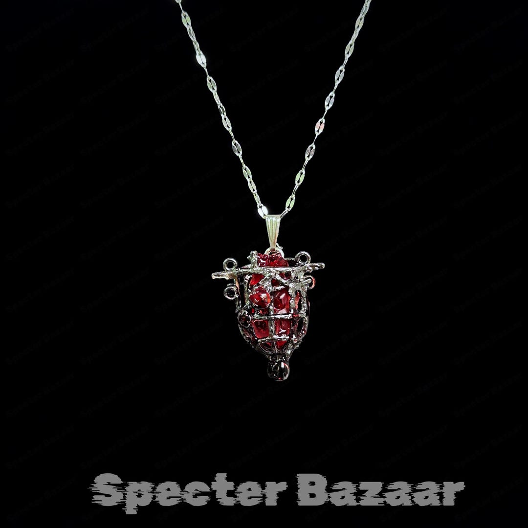 Gothic Cage Heart Necklace: Blood Red Resin Pendant, Dark Vampire ...