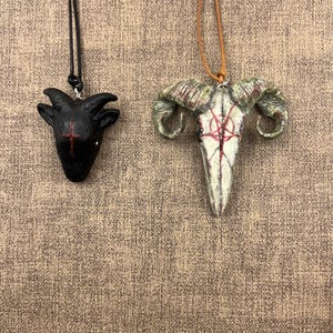 Gothic Black Cow Head Necklace, Red Cross Necklace, Sacrificial ...