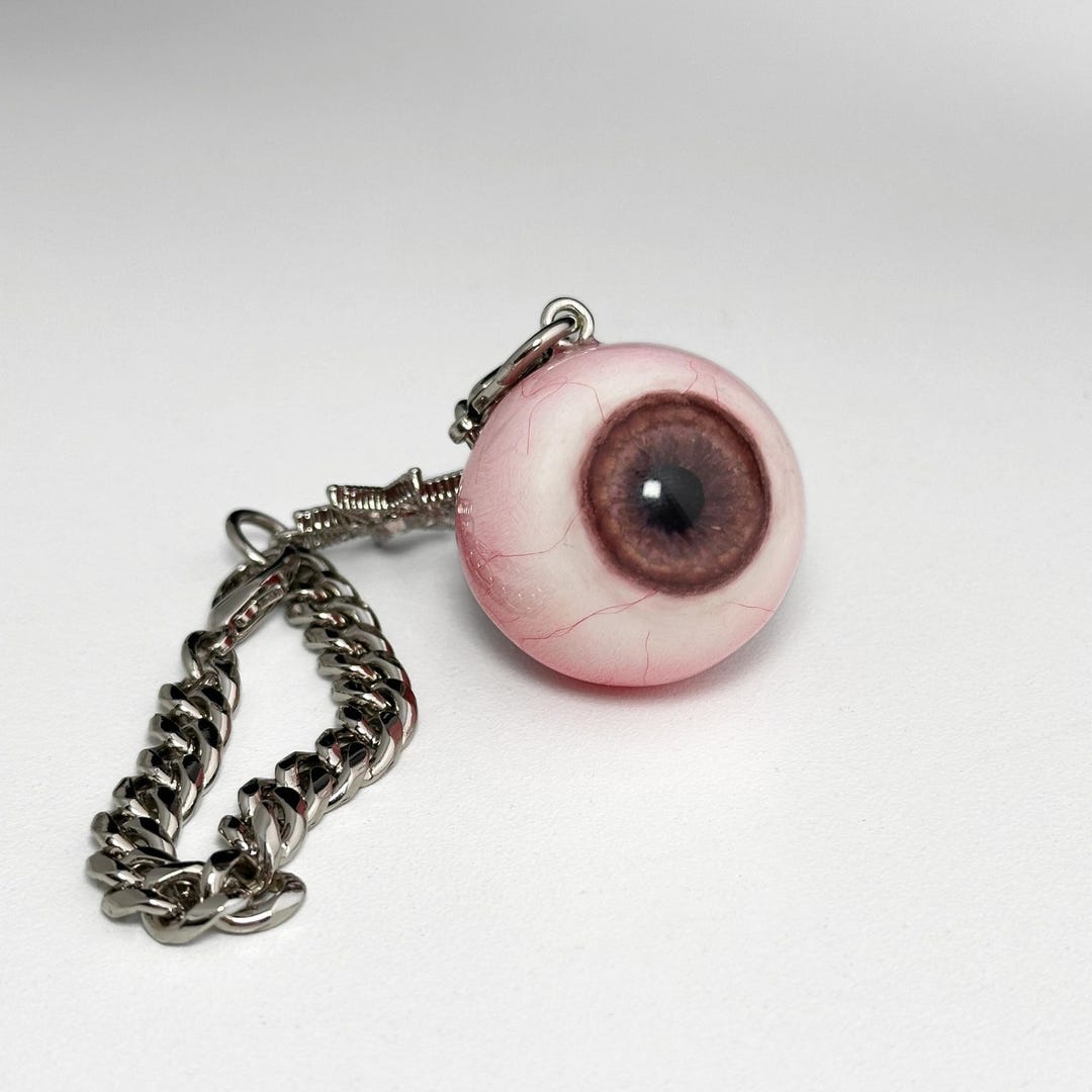 1.2" Hyper-realistic Brown Eyeball Keychain, Creepy Cool Keyring ...
