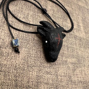 Gothic Black Cow Head Necklace, Red Cross Necklace, Sacrificial ...