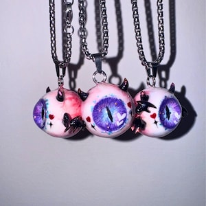 Handcrafted Resin Purple Devil Eyeball Jewelry - Eyeball Necklace ...