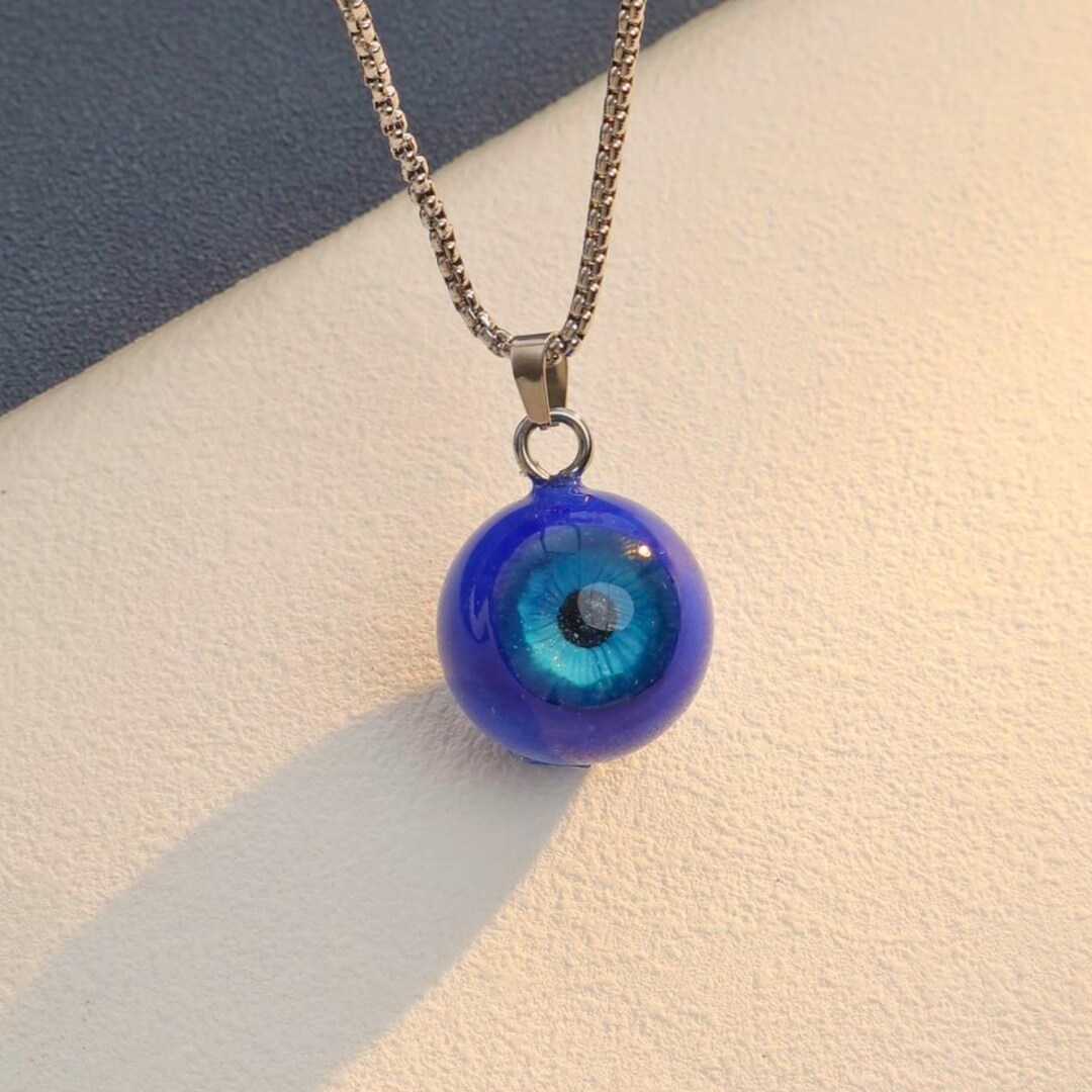 Handcrafted Resin Eye Jewelry, Blue Eyeball Pendant, Gothic Charm ...