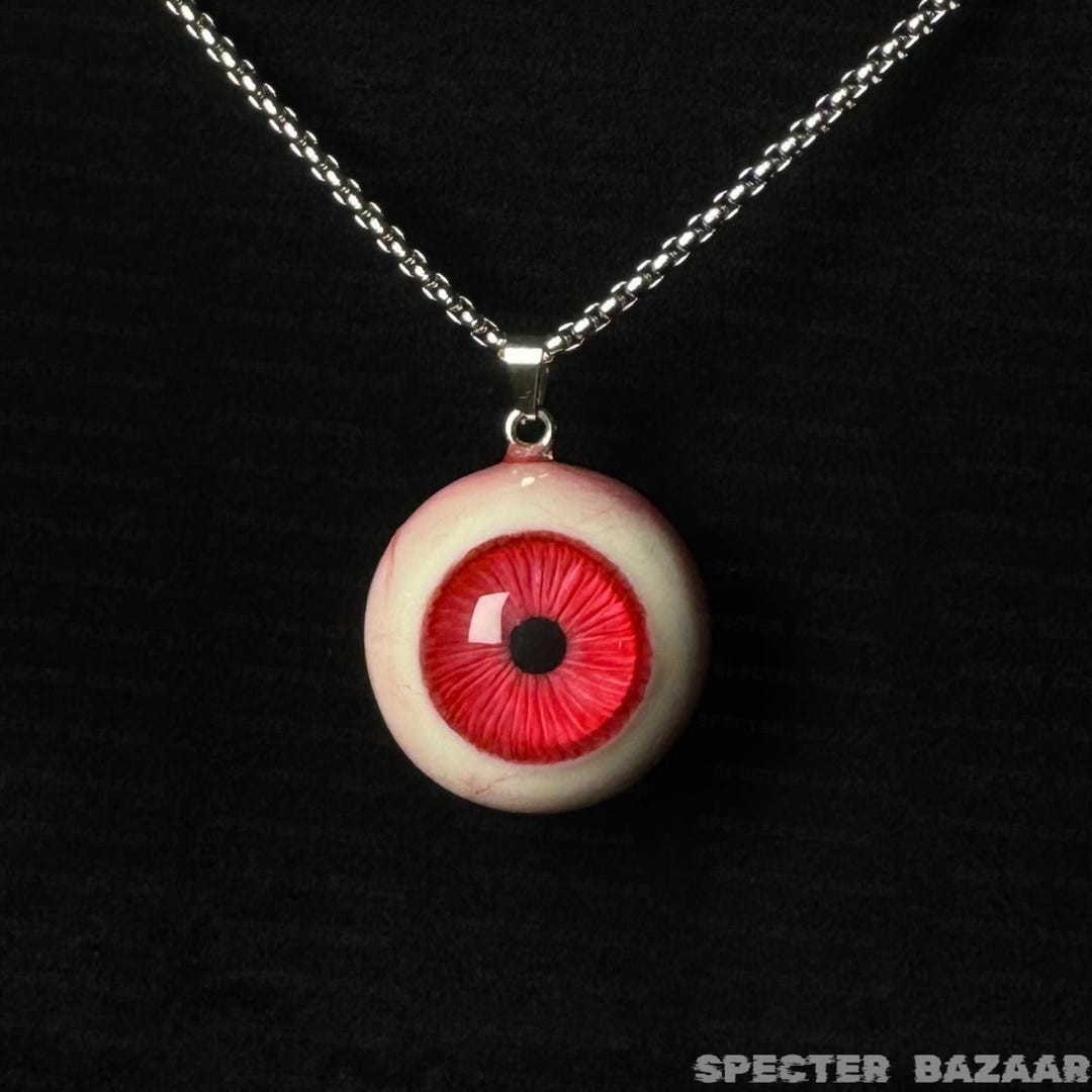 Bloodshot Red Evil Eyes Necklace & Keychain, Gothic Jewelry, Weird ...