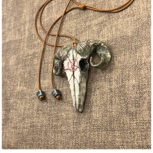 Gothic Satanic Demon Goat Head Necklace, Demon Goat Skull Necklace ...